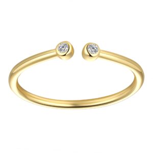 lemon grass ultra mini cz open stackable fashion ring | thin bezel open band ajustable