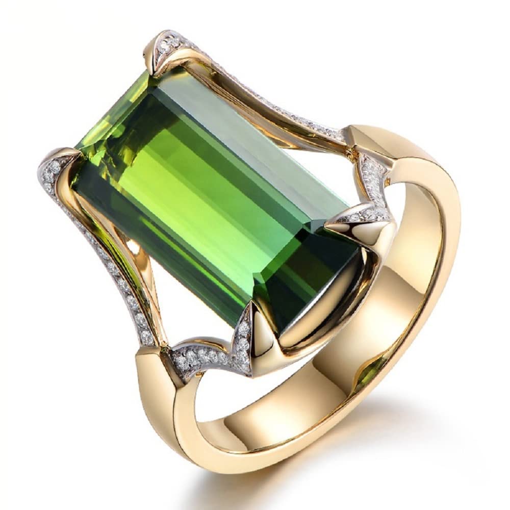 SCHZBSP 18K gold-plated luxury group inlaid emerald green gemstone ring fashion eagle claw micro inlaid CZ diamond ring exquisite jewelry hand jewelry ladies ring size 6-10 (8)