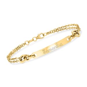 ross-simons name - italian 14kt yellow gold id bracelet. 8 inches