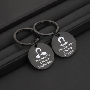 FAADBK Step Brothe Inspired Gift Best Friends Keychain You have to call me Nighthawk/Dragon (Nighthawk/Dragon Black)