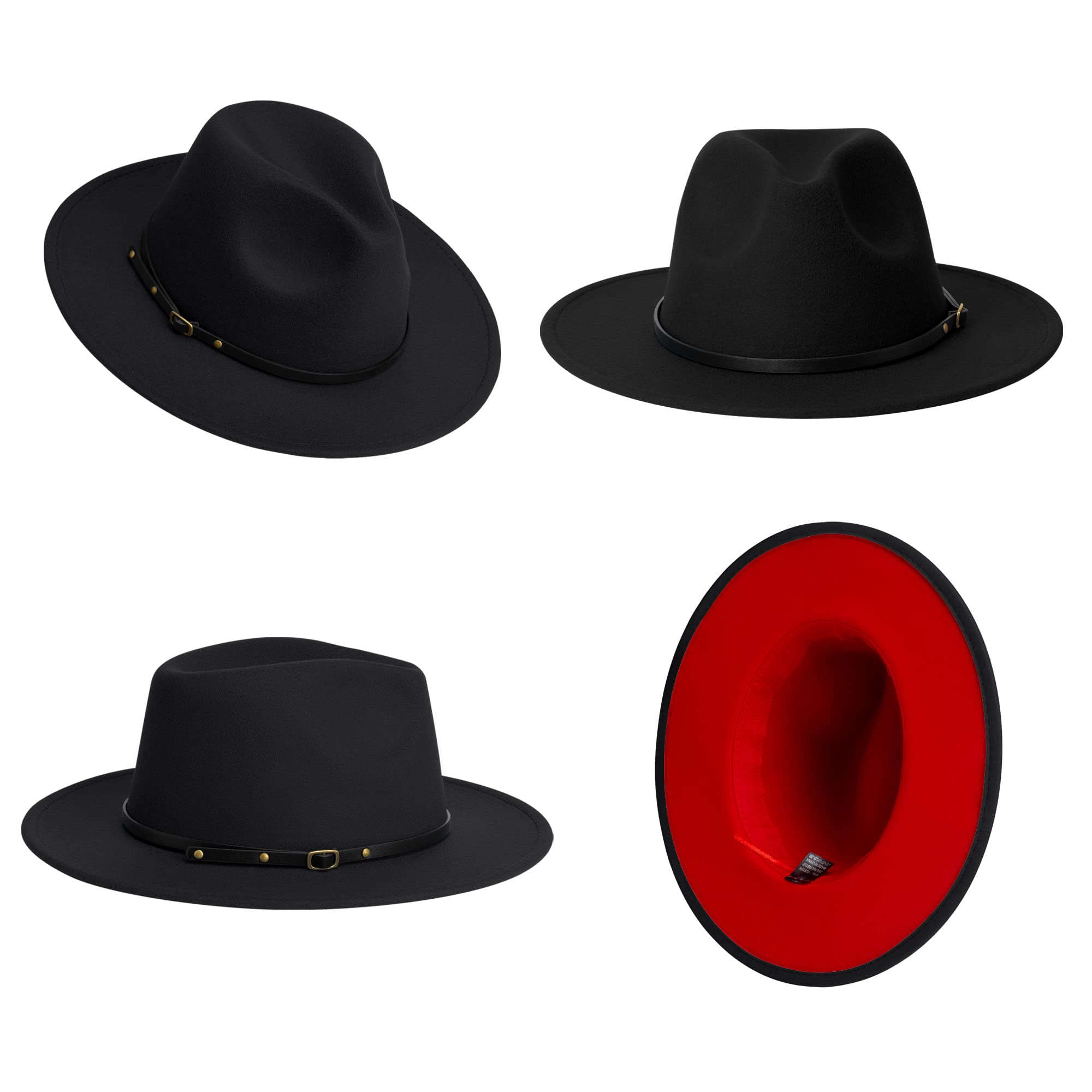 Wide Brim Fedora Hats for Women Dress Hats for Men Two Tone Felt Panama Hat