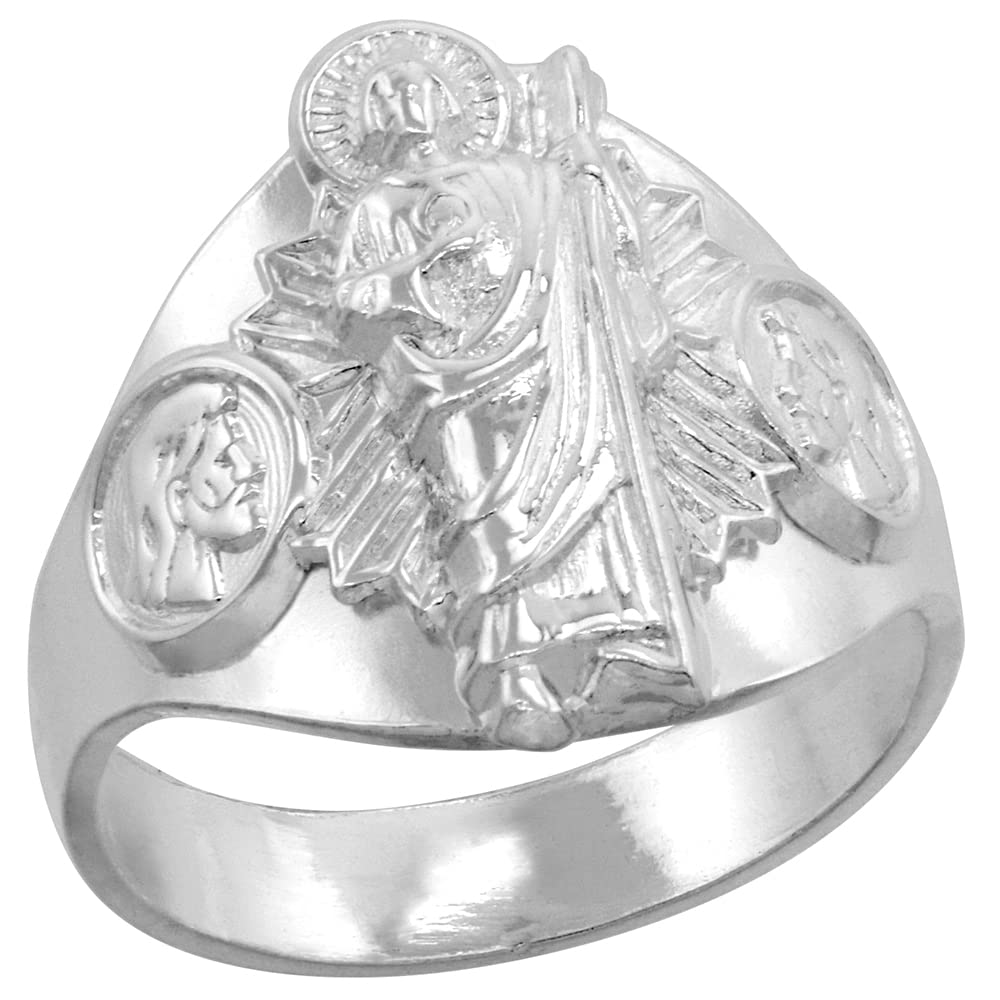 Sabrina Silver Sterling Silver Cigar Band St Jude Ring for Women 3/4 inch wide size 6