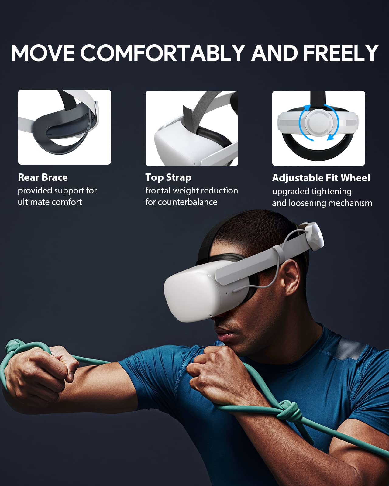 Aubika Head Strap with Battery for Meta/Oculus Quest 2, Extend Playtime&Counter Balance&Fast Charging, Adjustable Elite Strap Replacement Accessories