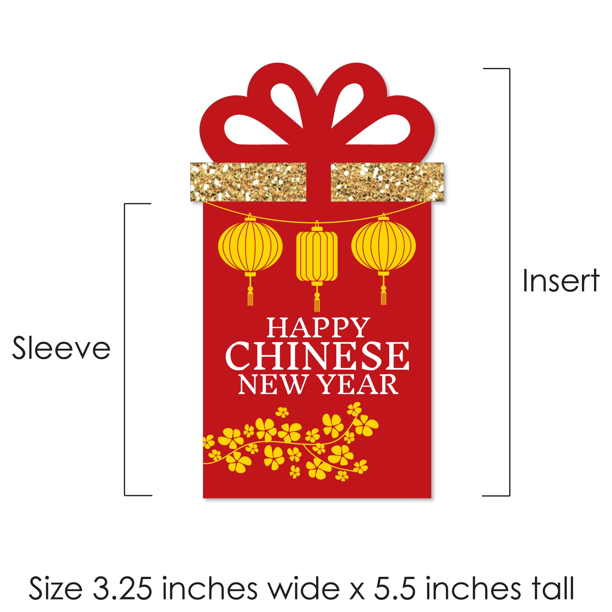 Big Dot of Happiness Chinese New Year - Lunar New Year Money and Gift Card Sleeves - Nifty Gifty Card Holders - Set of 8