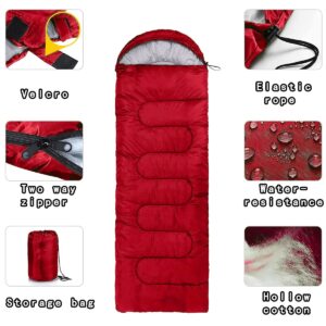 GUYUSM Camping Sleeping Bag - Lightweight Backpacking Sleeping Bag for Adults Boys and Girls, Waterproof Camping Gear Equipment, Outdoors Travel Essentials, Red, Rectangle