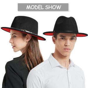 Wide Brim Fedora Hats for Women Dress Hats for Men Two Tone Felt Panama Hat