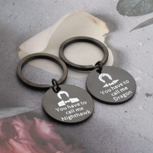 FAADBK Step Brothe Inspired Gift Best Friends Keychain You have to call me Nighthawk/Dragon (Nighthawk/Dragon Black)