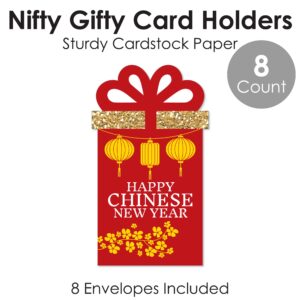 Big Dot of Happiness Chinese New Year - Lunar New Year Money and Gift Card Sleeves - Nifty Gifty Card Holders - Set of 8