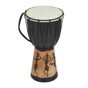 deco 79 wood drum handmade decorative sculpture djembe home decor statue with rope accents, accent figurine 6" x 7" x 12", black