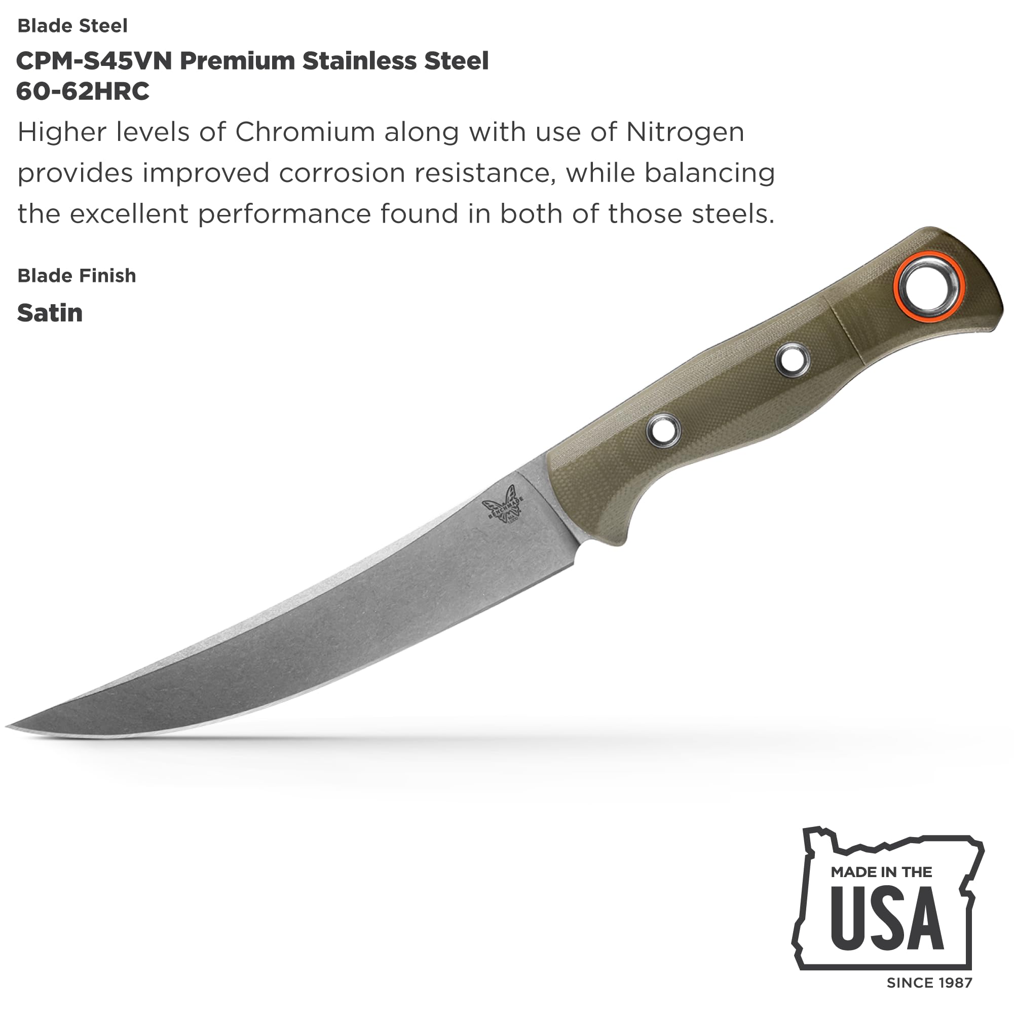 Benchmade - MeatCrafter 15500 Hunting and Cutlery Knife with OD Green G10 Handle (15500-3)