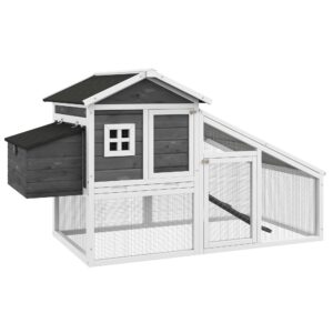 pawhut 69" chicken coop wooden chicken house, rabbit hutch pen, outdoor backyard poultry hen cage with run w/nesting box, removable tray for easy cleaning, asphalt roof, and safe lockable door