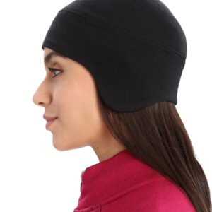 Icebreaker Merino Quantum Merino Wool Beanie, Unisex, - Breathable, Warm Winter Hats with Full Ear Flaps for Skiing, Hiking, Snowboarding - Premium Women’s and Men’s Hats, Black/Clove, One Size