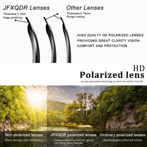 JFXQDR Polarized Sunglasses for Men and Women, XL Square Sun Glasses UV400 Protection RFS8201 (Clear Frame Mirrored Silver Lens)