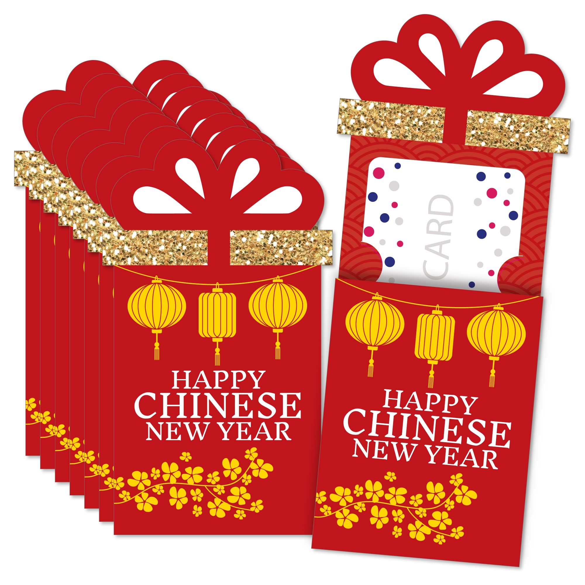 Big Dot of Happiness Chinese New Year - Lunar New Year Money and Gift Card Sleeves - Nifty Gifty Card Holders - Set of 8