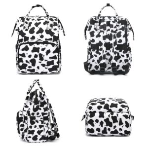 Xunteny Cow Print Women Laptop Backpack, College School Backpack Bookbag 15.6 Inch Computer Backpacks for Work Business Travel