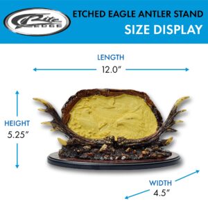 Szco Supplies 11.5” Decorative Eagle Etched Blade Outdoor Hunting Knife with Display Relief Art/Printed Antler Stand