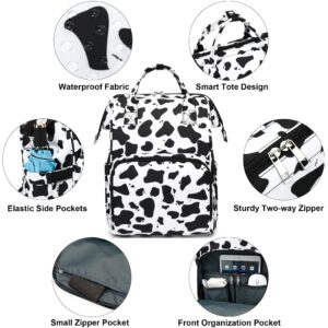 Xunteny Cow Print Women Laptop Backpack, College School Backpack Bookbag 15.6 Inch Computer Backpacks for Work Business Travel