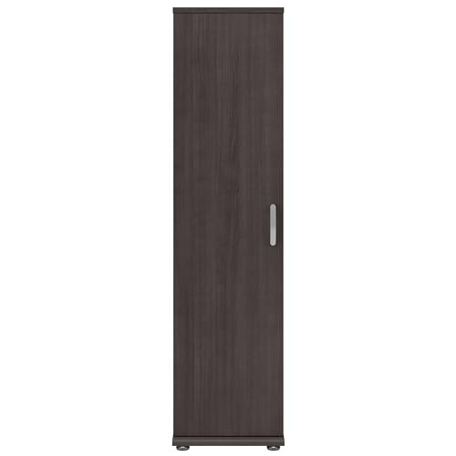 Bush Business Furniture Universal Narrow Clothing Storage Cabinet with Door and Shelves, Storm Gray