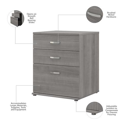 Bush Business Furniture Universal Laundry Room Storage Cabinet with Drawers, Platinum Gray