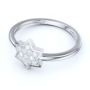 PRSTANI Real 10K White Gold Five-Pointed Star Top Full of Simulated Diamonds Engagement Ring Promise Ring (6)