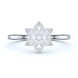 PRSTANI Real 10K White Gold Five-Pointed Star Top Full of Simulated Diamonds Engagement Ring Promise Ring (6)