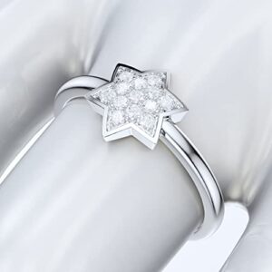 PRSTANI Real 10K White Gold Five-Pointed Star Top Full of Simulated Diamonds Engagement Ring Promise Ring (6)