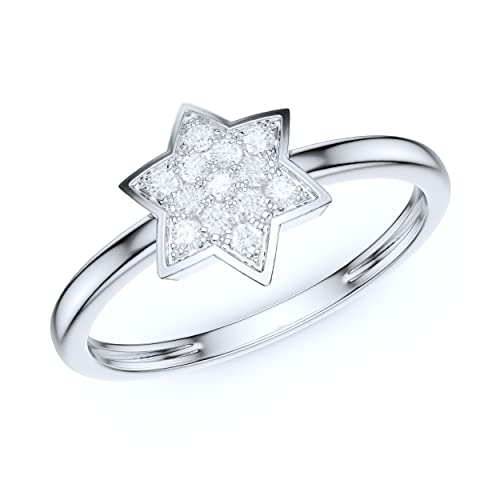 PRSTANI Real 10K White Gold Five-Pointed Star Top Full of Simulated Diamonds Engagement Ring Promise Ring (6)