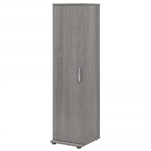 bush business furniture universal narrow clothing storage cabinet with door and shelves, platinum gray