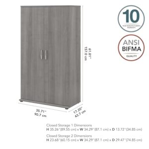 Bush Business Furniture Universal Tall Linen Cabinet with Doors and Shelves, Platinum Gray