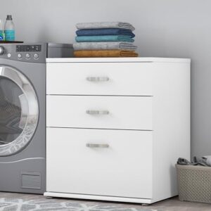 bush business furniture universal laundry room storage cabinet with drawers, white