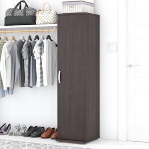 bush business furniture universal narrow clothing storage cabinet with door and shelves, storm gray