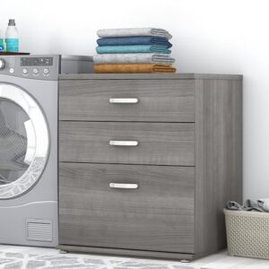 bush business furniture universal laundry room storage cabinet with drawers, platinum gray