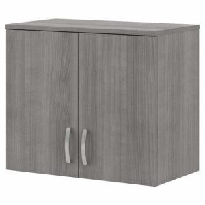 bush business furniture universal garage wall cabinet with doors and shelves, platinum gray