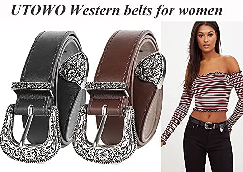 UTOWO Western-Belts-for-Women Cowgirl, Cowboy-Leather-Waist-Belts for Women Jeans Pants Dresses