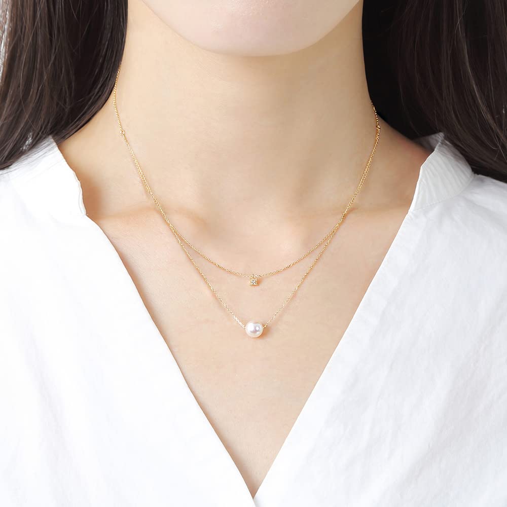 Japanese 7.0mm Akoya Cultured Pearl Pendant Necklace for Women with 18K Yellow Gold | Classy Design Excellent Gift | Pearl Necklace