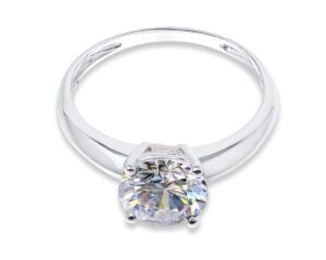 oro leoni 14k white gold round 3.5 carat, cubic zirconia solitaire ring, 7