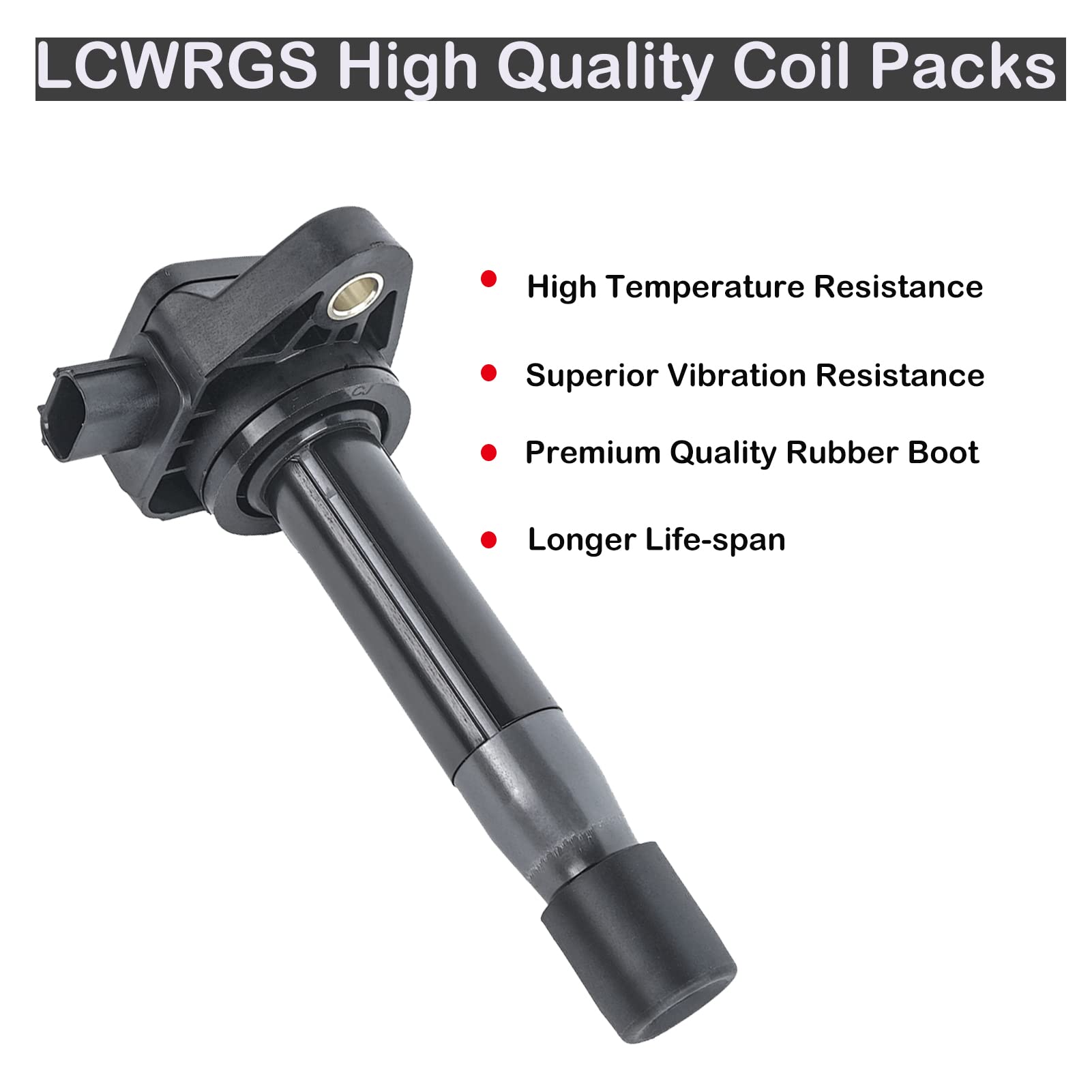 LCWRGS Set of 6 2008 2009 2010 2011 2012 2013 2014 2015 2016 2017 Ignition Coil Pack Fits for Honda Odyssey Accord Crosstour Pilot Ridgeline Acura TL RL TSX 3.5 V6 Replaces UF603