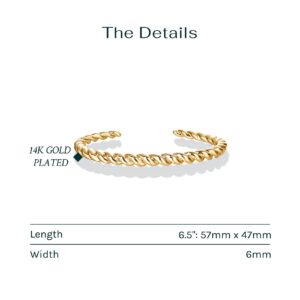 PAVOI 14K Yellow Gold Plated Twisted Chunky Bangle Bracelet | 14K Gold Plated | Lightweight Everyday Jewelry (6.5, Yellow Gold)