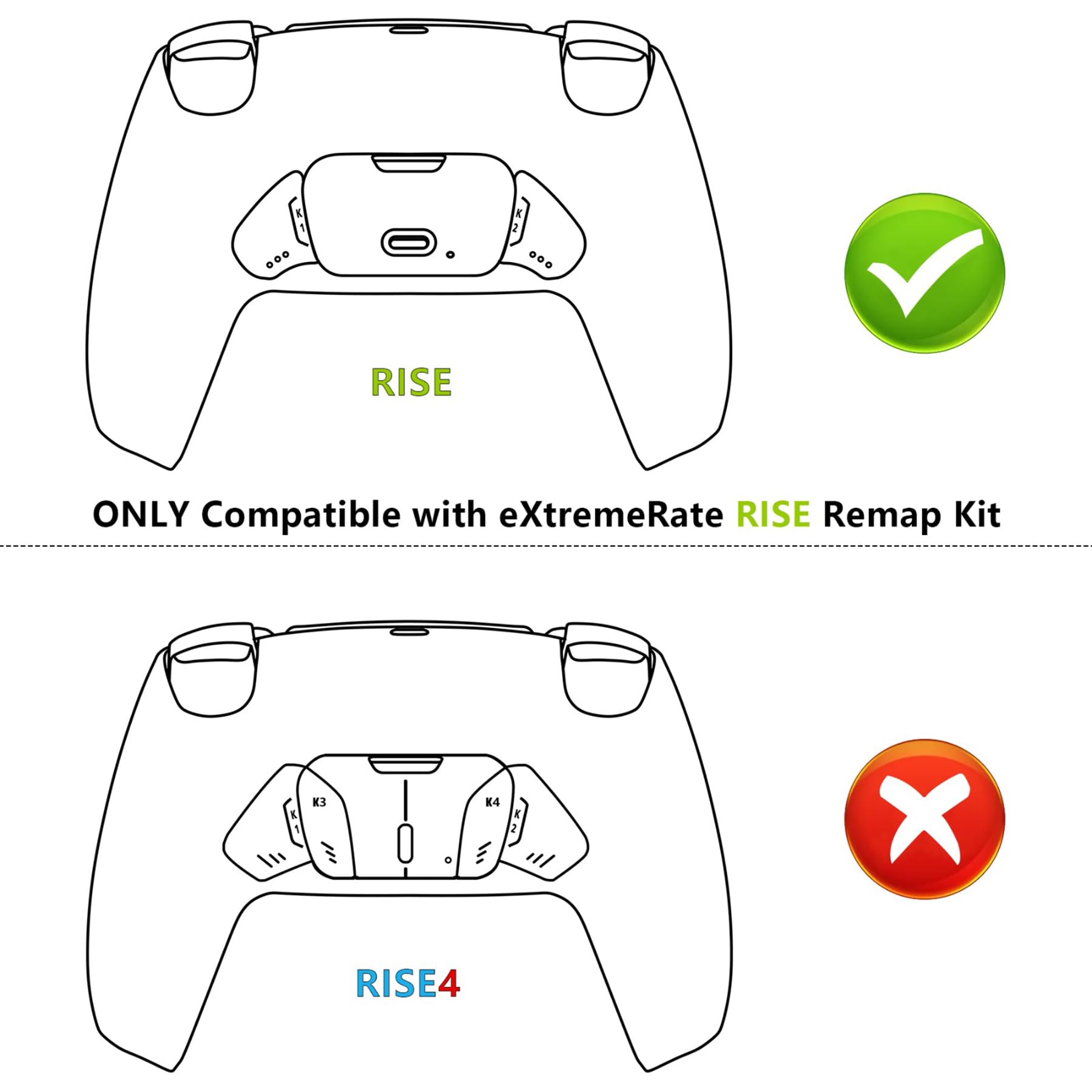 Black Real Metal Buttons (RMB) Version K1 K2 Buttons Set & Remap PCB Board for eXtremeRate Rise Remap Kit for PS5 Controller – Without The Controller & Flex Cables and Other Rise Accessories