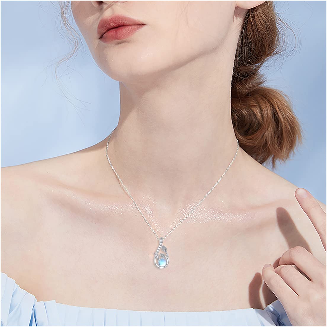 Moonstone Necklace for Women 925 Sterling Silver Tulip Jewelry Gifts for Women Mom Mother Grandma