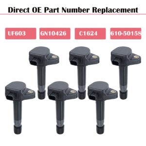 LCWRGS Set of 6 2008 2009 2010 2011 2012 2013 2014 2015 2016 2017 Ignition Coil Pack Fits for Honda Odyssey Accord Crosstour Pilot Ridgeline Acura TL RL TSX 3.5 V6 Replaces UF603