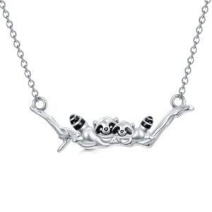 pelovny s925 sterling silver raccoon necklace hypoallergenic raccoon jewelry gifts for mother bestfriend women