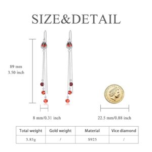 Sterling Silver Threader Earrings with Rose Flower Teardrop Cubic Zirconia Tassel Dangle Drop Long Charm Earrings for Women