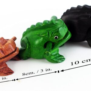 Guiro Percussion Instruments Wooden Frog 3 Pieces Set of 3 Natural Wood Güiro Frog 10-8-5 cm Black Green Wood Carving