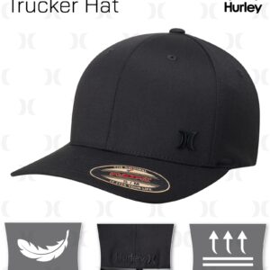 Hurley Men's Baseball Cap - Iron Corp Fitted Hat, Size L/XL, Black