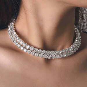 JONKY Rhinestone Choker Necklace Silver Chokers Crystal Layered Necklaces Sparkly Prom Party Collar Neck Jewelry for Women