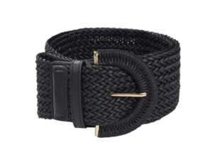 allegra k womens wide woven waist belts braided belts for dress chunky buckle 60-90cm/23.62-35.43" black