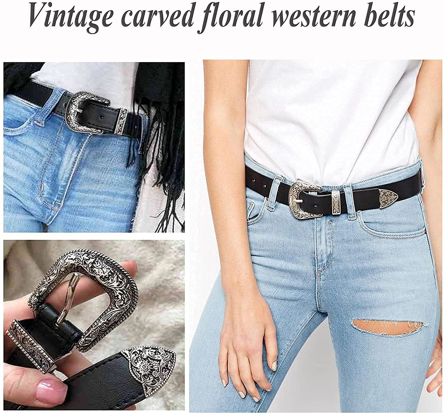 UTOWO Western-Belts-for-Women Cowgirl, Cowboy-Leather-Waist-Belts for Women Jeans Pants Dresses