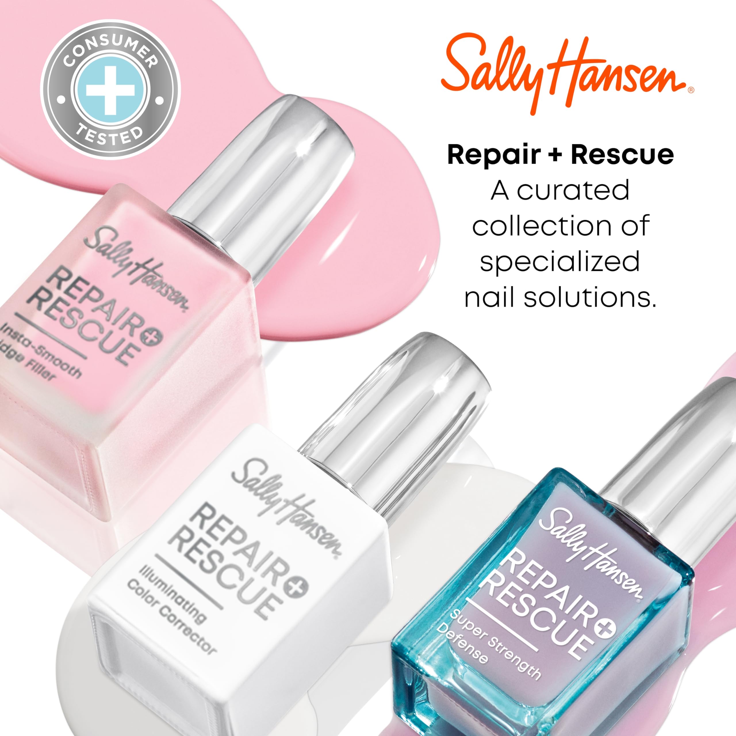 Sally Hansen® Repair + Rescue, Insta-Smooth Ridge Filler, Contains Hyaluronic Acid, Conceals Nail Imperfections, Smoothens Nail