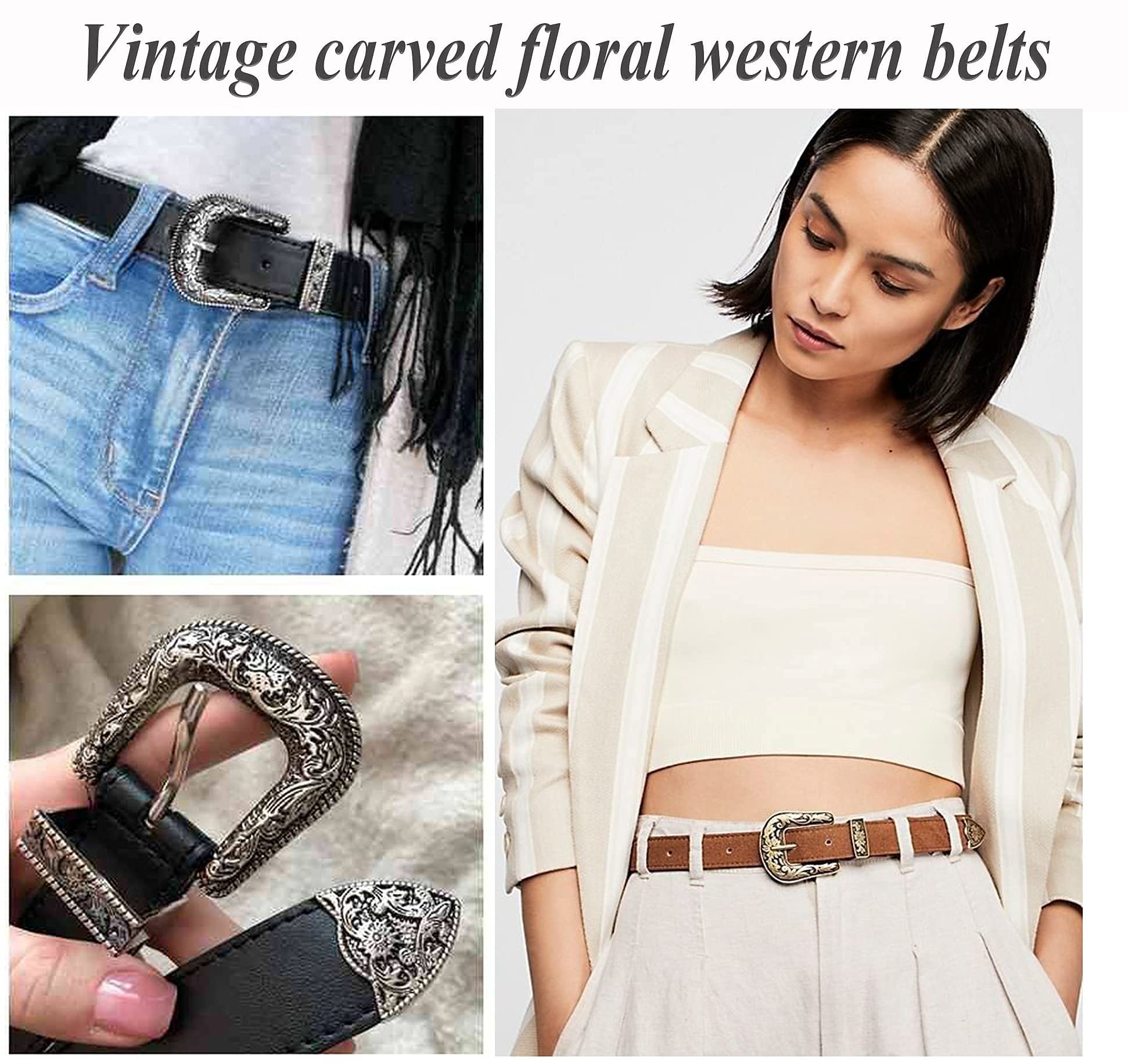 UTOWO Western-Belts-for-Women Cowgirl, Cowboy-Leather-Waist-Belts for Women Jeans Pants Dresses